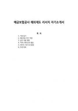 예금보험공사 해외제도 리서치 자기소개서-1페이지