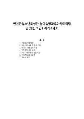 연천군청소년육성단 늘다솜방과후아카데미담임(일반7급) 자기소개서-1페이지