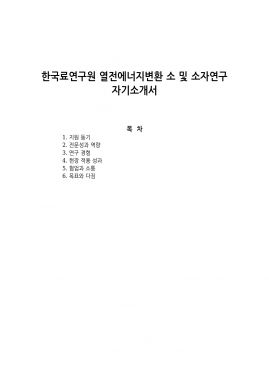한국료연구원 열전에너지변환 소 및 소자연구 자기소개서-1페이지