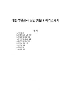 대한석탄공사 신입(채광) 자기소개서-1페이지