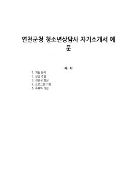 연천군청 청소년상담사 자기소개서 예문-1페이지