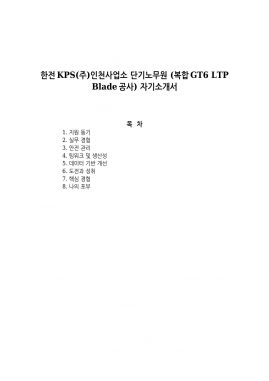 한전KPS(주)인천사업소 단기노무원 (복합GT6 LTP Blade공사) 자기소개서-1페이지