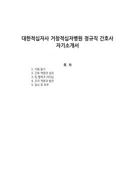 대한적십자사 거창적십자병원 정규직 간호사 자기소개서-1페이지