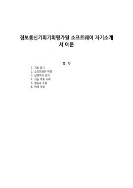 정보통신기획기획평가원 소프트웨어 자기소개서 예문-1페이지