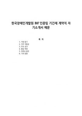 한국장애인개발원 BF인증팀 기간제 계약직 자기소개서 예문-1페이지