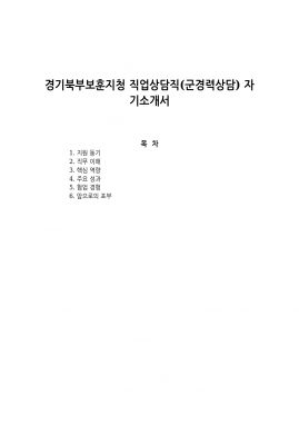 경기북부보훈지청 직업상담직(군경력상담) 자기소개서-1페이지