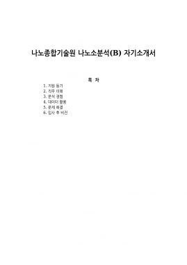 나노종합기술원 나노소분석(B) 자기소개서-1페이지