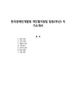 한국장애인개발원 개인별지원팀 팀원(부산) 자기소개서-1페이지