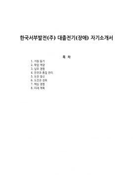 한국서부발전(주) 대졸전기(장애) 자기소개서-1페이지