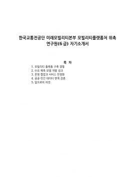 한국교통전공단 미래모빌리티본부 모빌리티플랫폼처 위촉연구원(6급) 자기소개서-1페이지