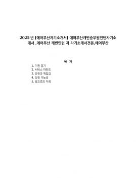 2025년 [에어부산자기소개서] 에어부산캐빈승무원인턴자기소개서 ,에어부산 캐빈인턴 자 자기소개서견본,에어부산-1페이지