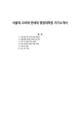 서울대·고려대·연세대 행정대학원 자기소개서-1페이지