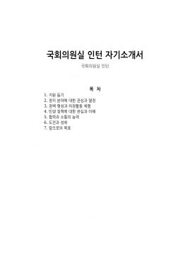 국회의원실 인턴 자기소개서-1페이지