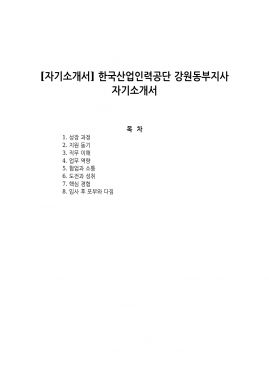 [자기소개서] 한국산업인력공단 강원동부지사 자기소개서-1페이지