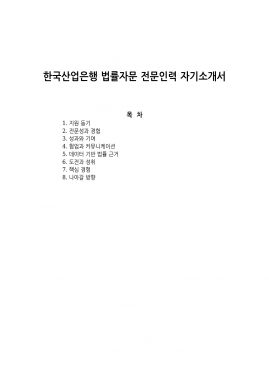 한국산업은행 법률자문 전문인력 자기소개서-1페이지