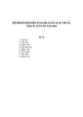 한전KPS(주)당진사업처 단기노무원 (2호기 O_H 기계1부,기계2부, 전기1부) 자기소개서-1페이지