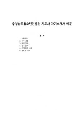 충청남도청소년진흥원 지도사 자기소개서 예문-1페이지