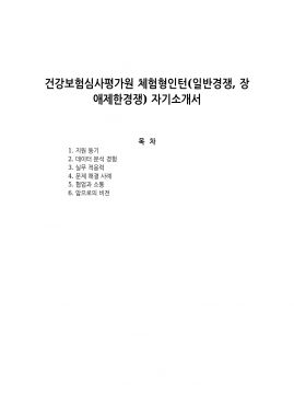건강보험심사평가원 체험형인턴(일반경쟁, 장애제한경쟁) 자기소개서-1페이지