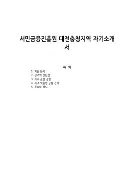 서민금융진흥원 대전충청지역 자기소개서-1페이지