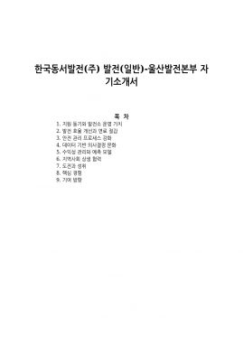 한국동서발전(주) 발전(일반)-울산발전본부 자기소개서-1페이지