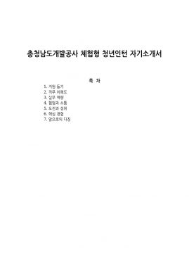 충청남도개발공사 체험형 청년인턴 자기소개서-1페이지
