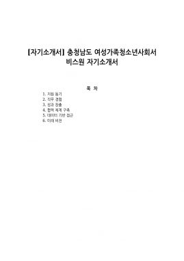 [자기소개서] 충청남도 여성가족청소년사회서비스원 자기소개서-1페이지
