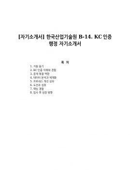 [자기소개서] 한국산업기술원 B-14. KC인증행정 자기소개서-1페이지