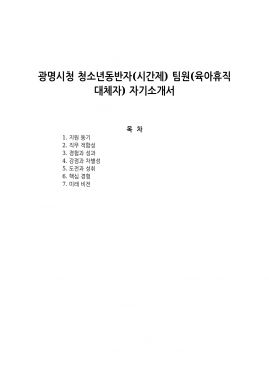 광명시청 청소년동반자(시간제) 팀원(육아휴직대체자) 자기소개서-1페이지