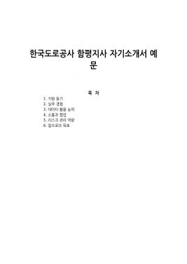 한국도로공사 함평지사 자기소개서 예문-1페이지