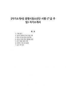 [자기소개서] 광명시청소년단 시행 (7급 주임) 자기소개서-1페이지