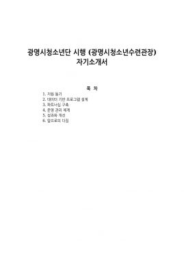 광명시청소년단 시행 (광명시청소년수련관장) 자기소개서-1페이지