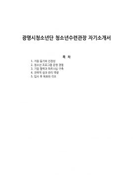 광명시청소년단 청소년수련관장 자기소개서-1페이지