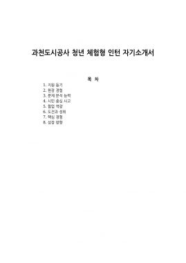 과천도시공사 청년 체험형 인턴 자기소개서-1페이지