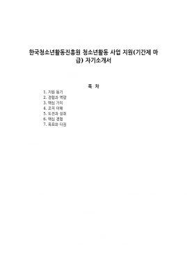 한국청소년활동진흥원 청소년활동 사업 지원(기간제 마급) 자기소개서-1페이지