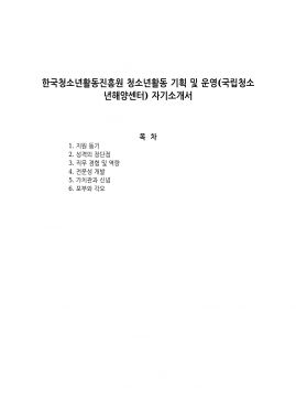 한국청소년활동진흥원 청소년활동 기획 및 운영(국립청소년해양센터) 자기소개서-1페이지