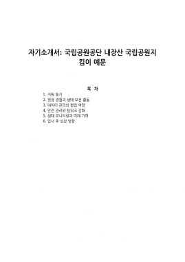 자기소개서: 국립공원공단 내장산 국립공원지킴이 예문-1페이지
