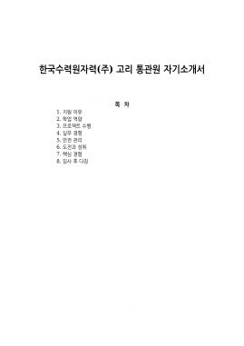 한국수력원자력(주) 고리 통관원 자기소개서-1페이지