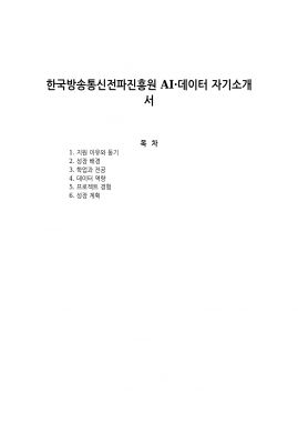 한국방송통신전파진흥원 AI·데이터 자기소개서-1페이지