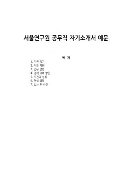 서울연구원 공무직 자기소개서 예문-1페이지