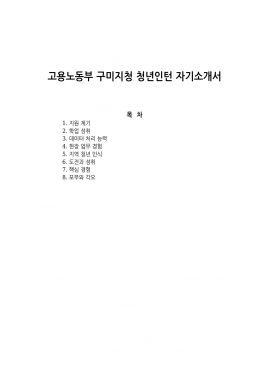 고용노동부 구미지청 청년인턴 자기소개서-1페이지
