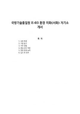 국방기술품질원 E-03 환경 미화(서화) 자기소개서-1페이지