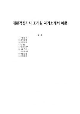 대한적십자사 조리원 자기소개서 예문-1페이지