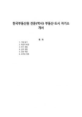 한국부동산원 전문(박사) 부동산·도시 자기소개서-1페이지