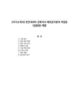 [자기소개서] 한전KDN 강북지사 배전공가분야 작업원(일용원) 예문-1페이지