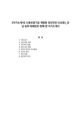 [자기소개서] 신용보증기금 체험형 청년인턴1(보증)_강남·송파·테헤란로·방배·양 자기소개서-1페이지