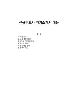 신규간호사 자기소개서 예문-1페이지