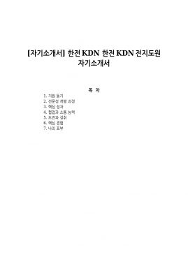 [자기소개서] 한전KDN 한전KDN전지도원 자기소개서-1페이지