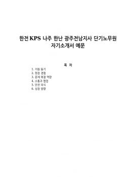한전KPS 나주 한난 광주전남지사 단기노무원 자기소개서 예문-1페이지