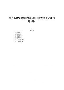 한전KDN 강원사업처 AMI분야 비정규직 자기소개서-1페이지