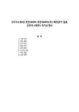 [자기소개서] 한전KDN 한전KDN(주) 배전공가 일용근로자 (제주) 자기소개서-1페이지